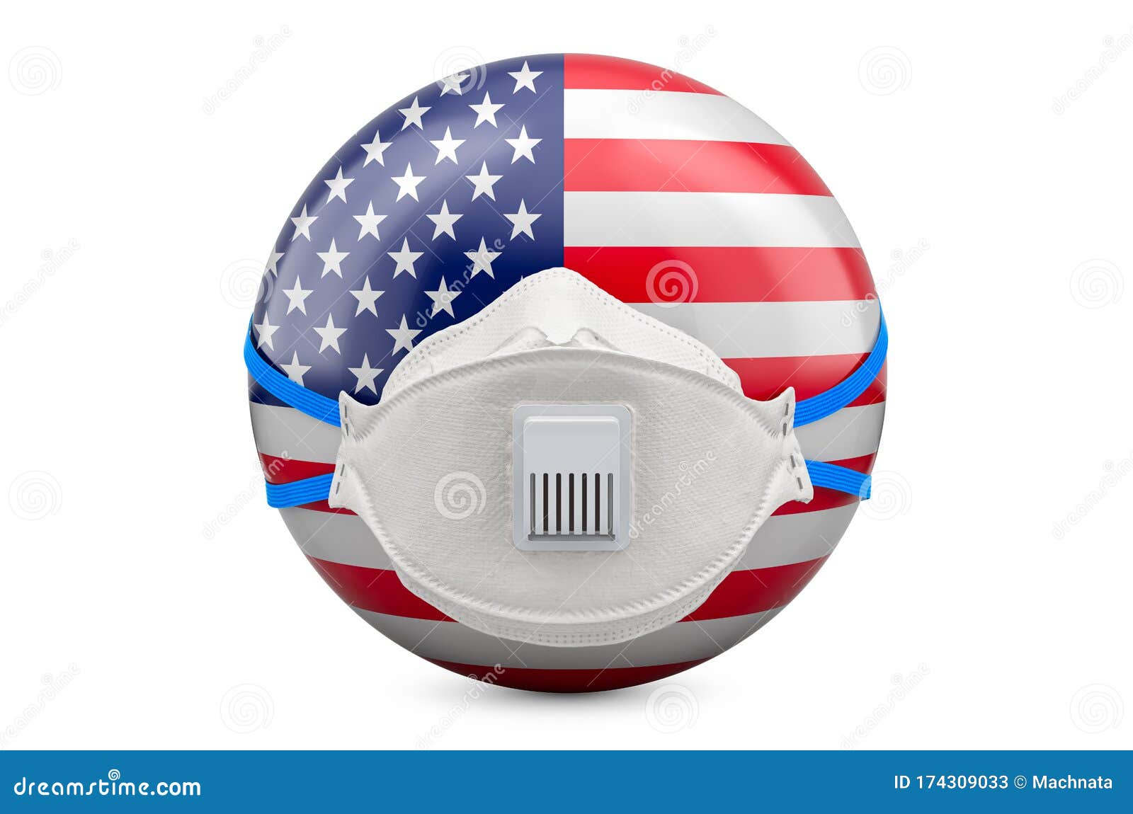 The USA with Filtering Half Face Mask, Respirator. 3D Rendering Stock ...