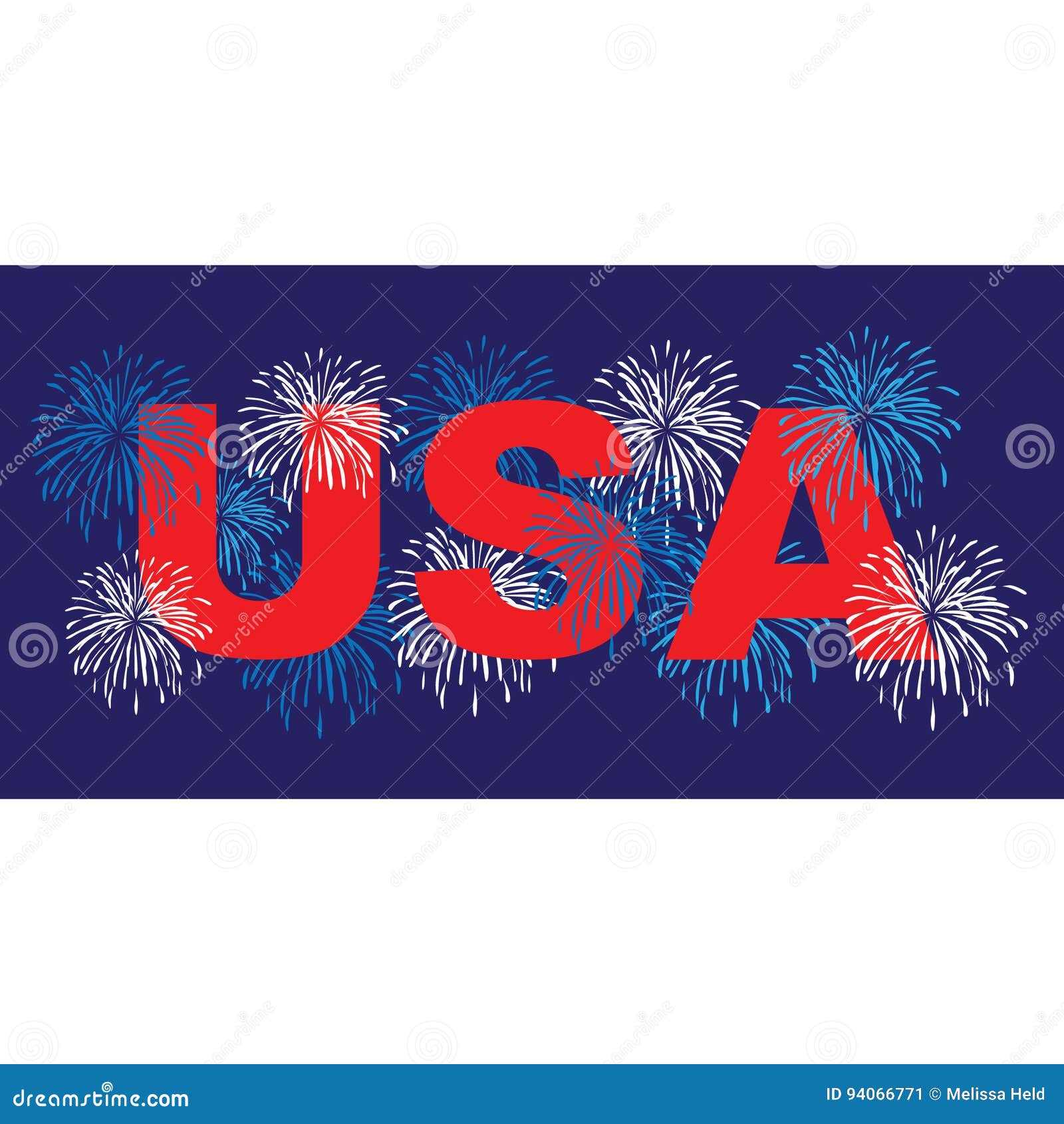 USA with fireworks stock illustration. Illustration of initials - 94066771
