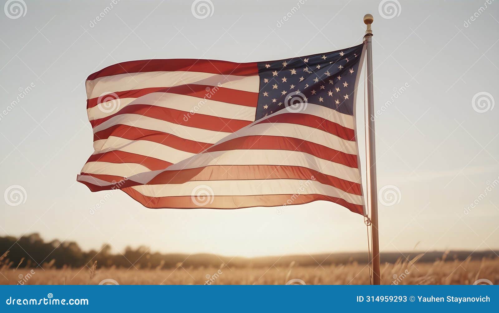 USA Flag. American Flag Blowing in the Wind Stock Illustration ...