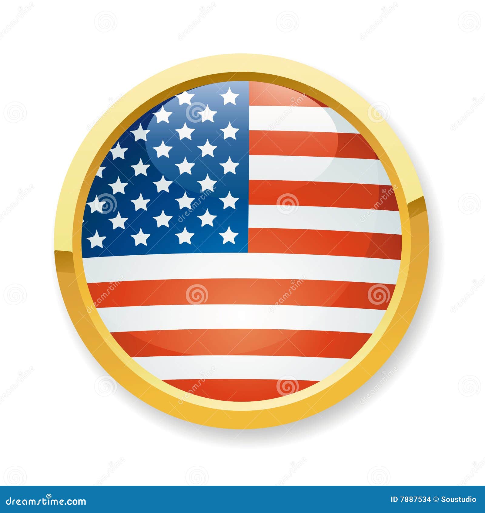 USA flag button stock vector. Illustration of america - 7887534