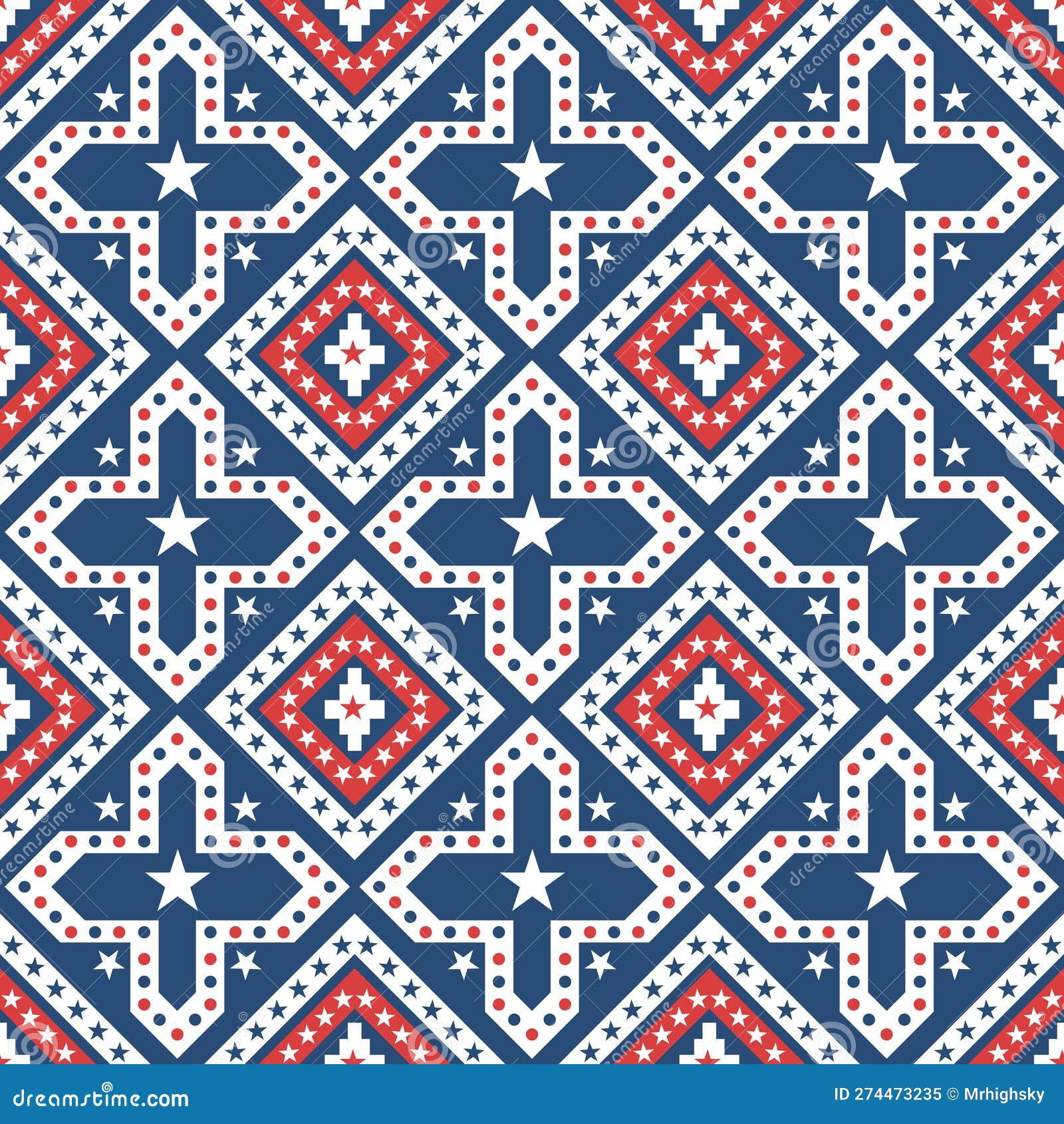 USA Flag Colors Geometric Seamless Pattern Stock Vector - Illustration ...