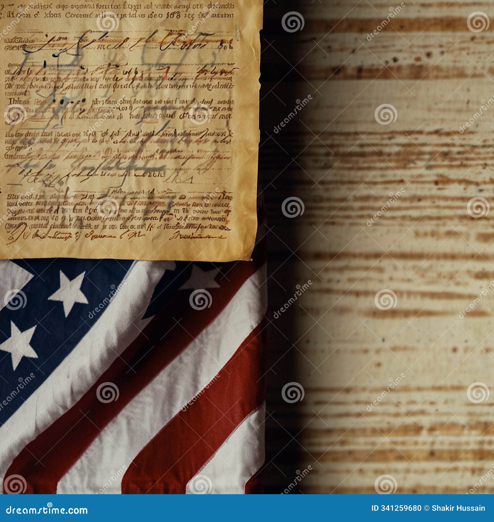 USA Flag and Declaration of Independence Document Stock Illustration ...