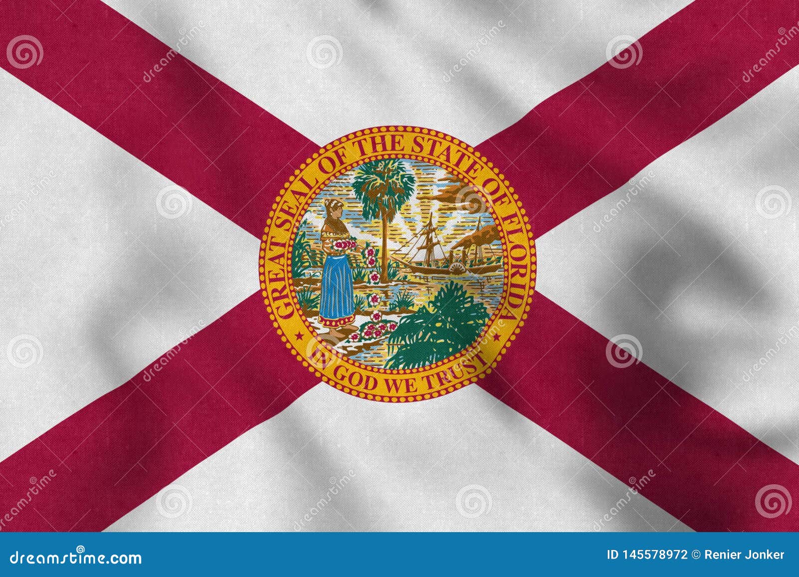 USA Flag of Florida Gently Waving in the Wind Stock Illustration ...