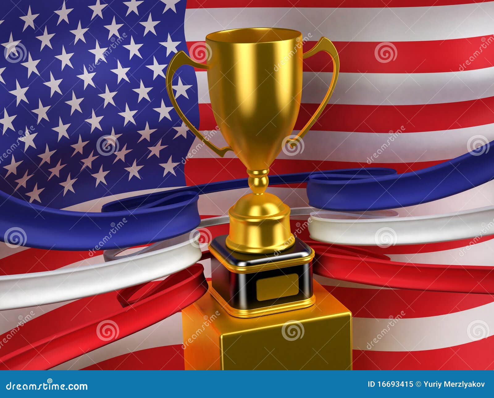 USA flag with gold cup stock illustration. Illustration of sport - 16693415