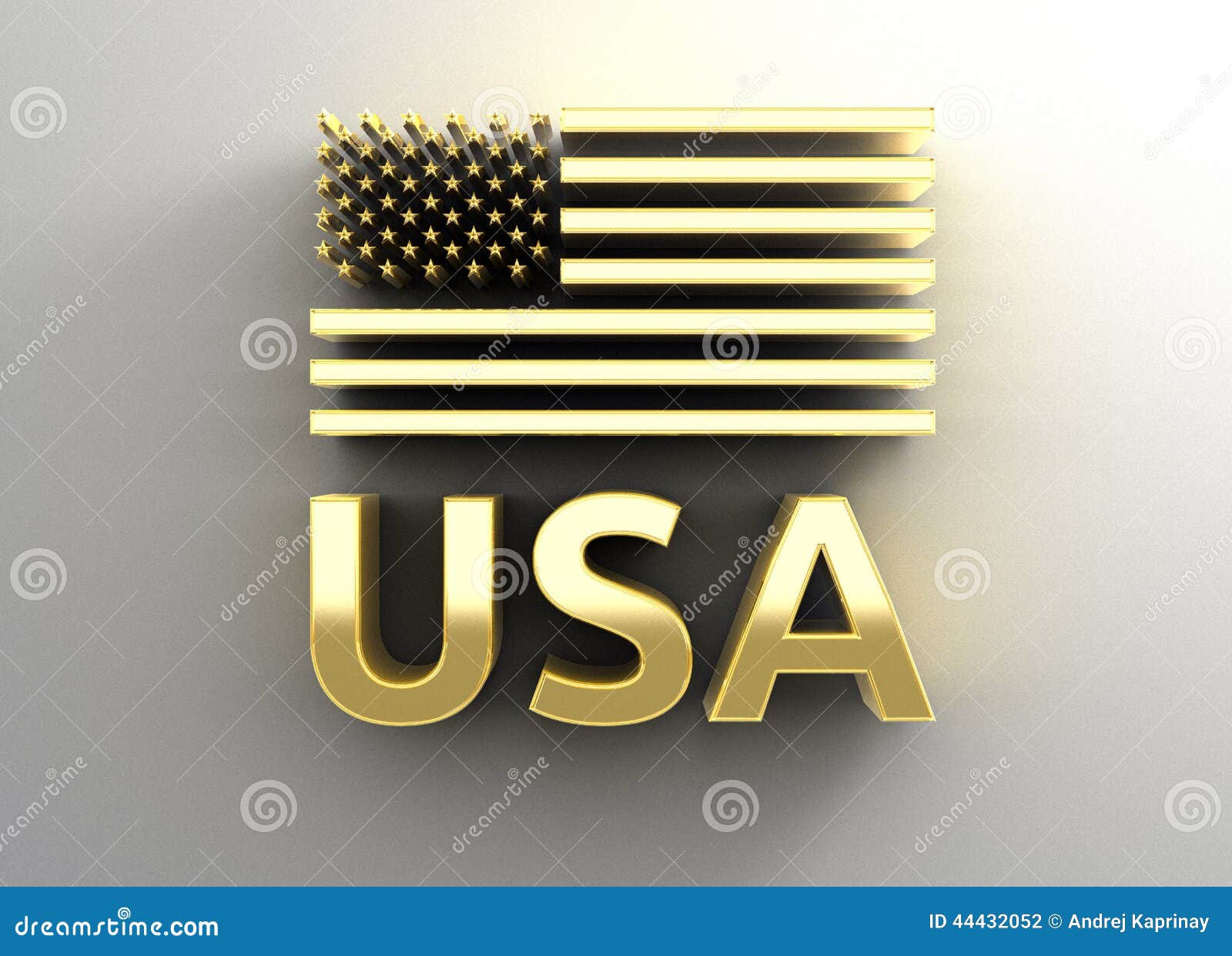 USA Flag - Gold 3D Quality Render on the Wall Background with so Stock ...