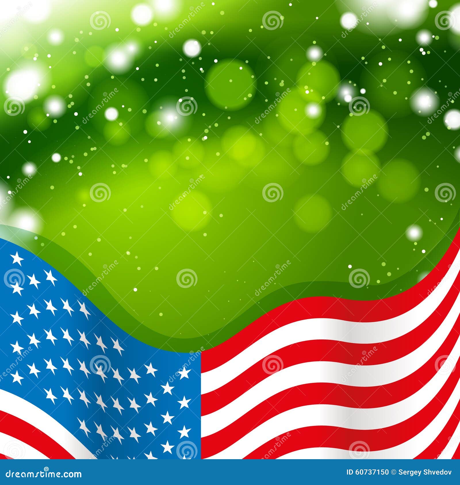 USA Flag with Green Background Stock Vector - Illustration of ...