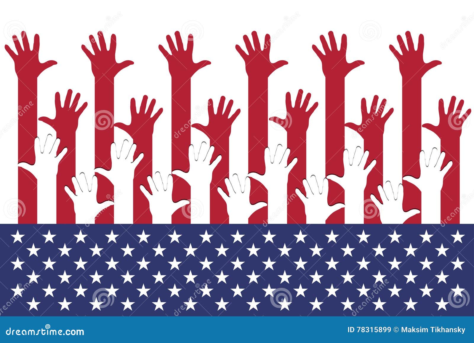 USA flag and hands. stock illustration. Illustration of state - 78315899