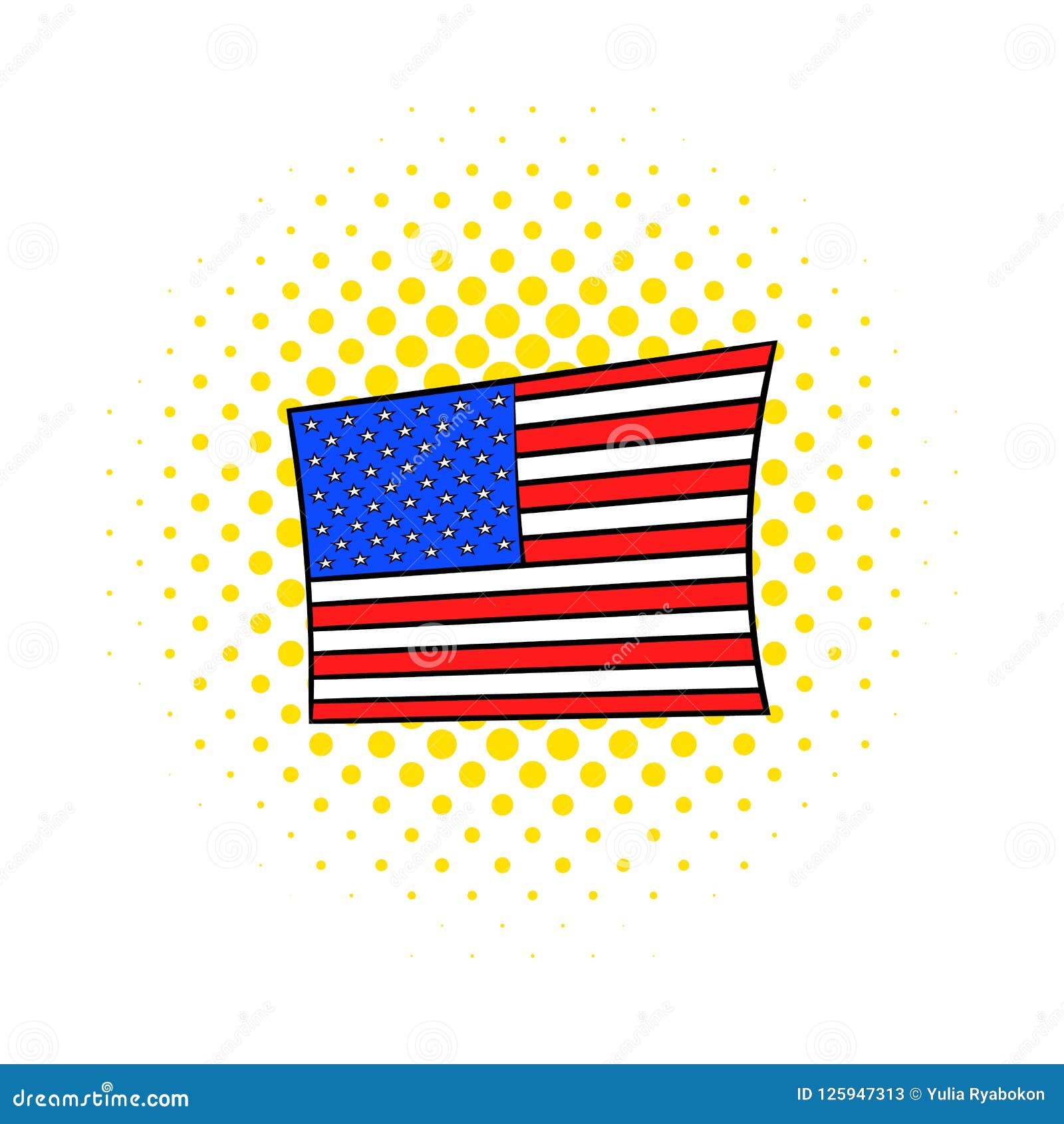 USA Flag Icon, Comics Style Stock Illustration - Illustration of ...
