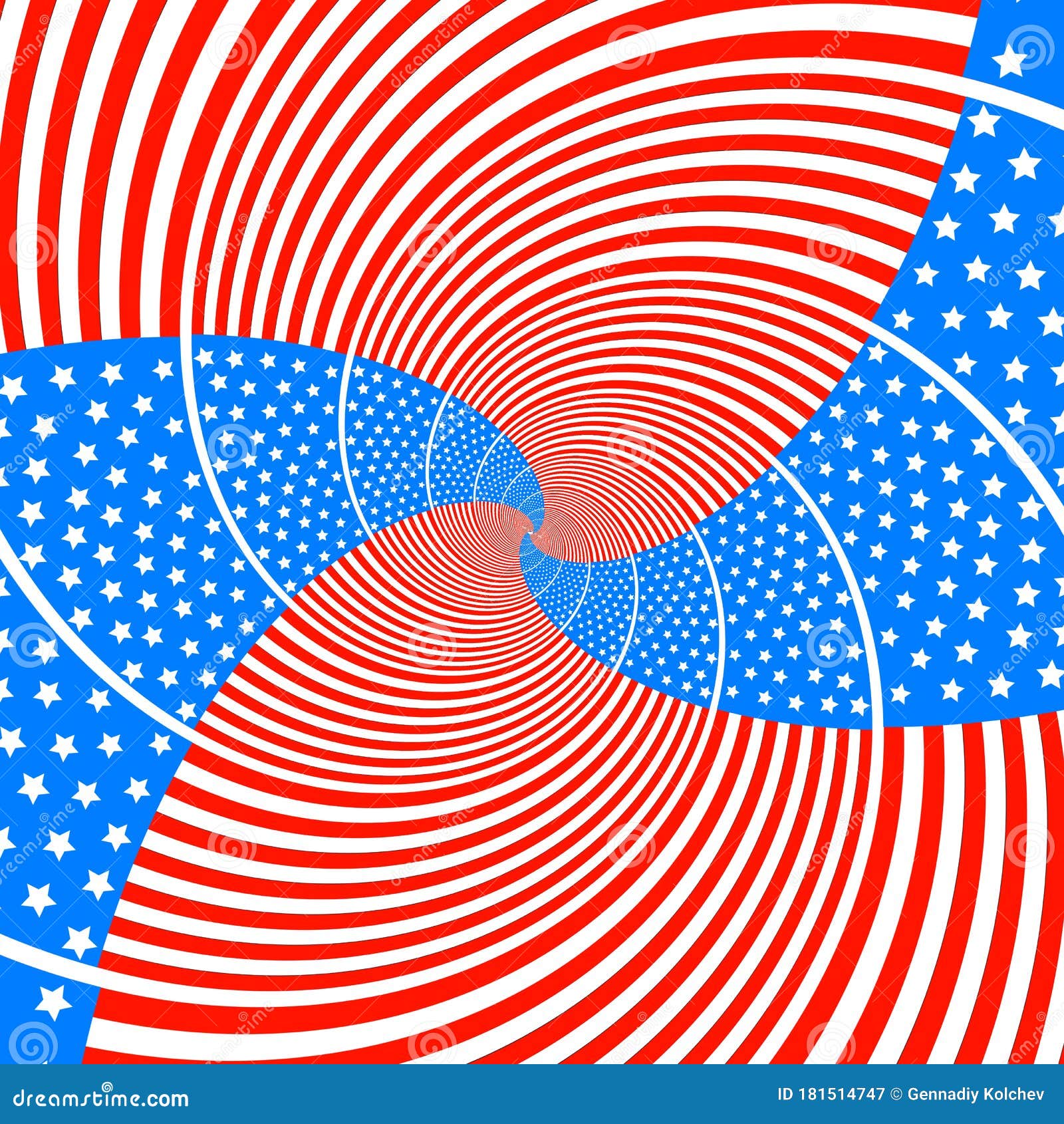 USA Flag. Illustration of a Flag Twisted Spirally in Perspective Stock ...