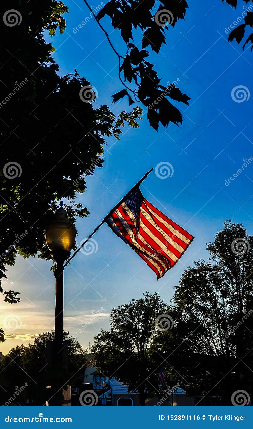 USA Flag Light Pole stock photo. Image of flag, pole - 152891116