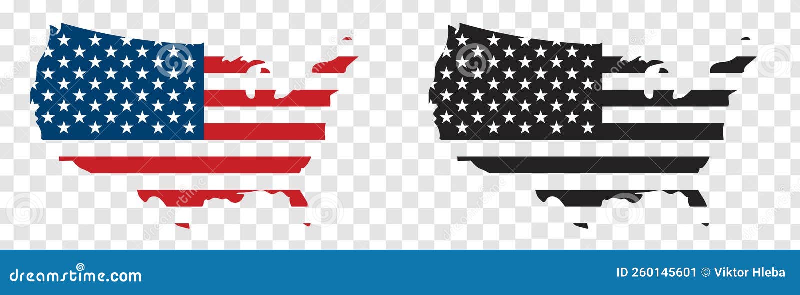 USA Flag in Map Shape on Transparent Background. Vector Illustration ...