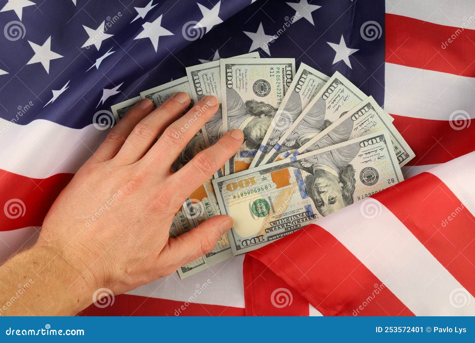 USA flag and money dollars stock image. Image of money - 253572401