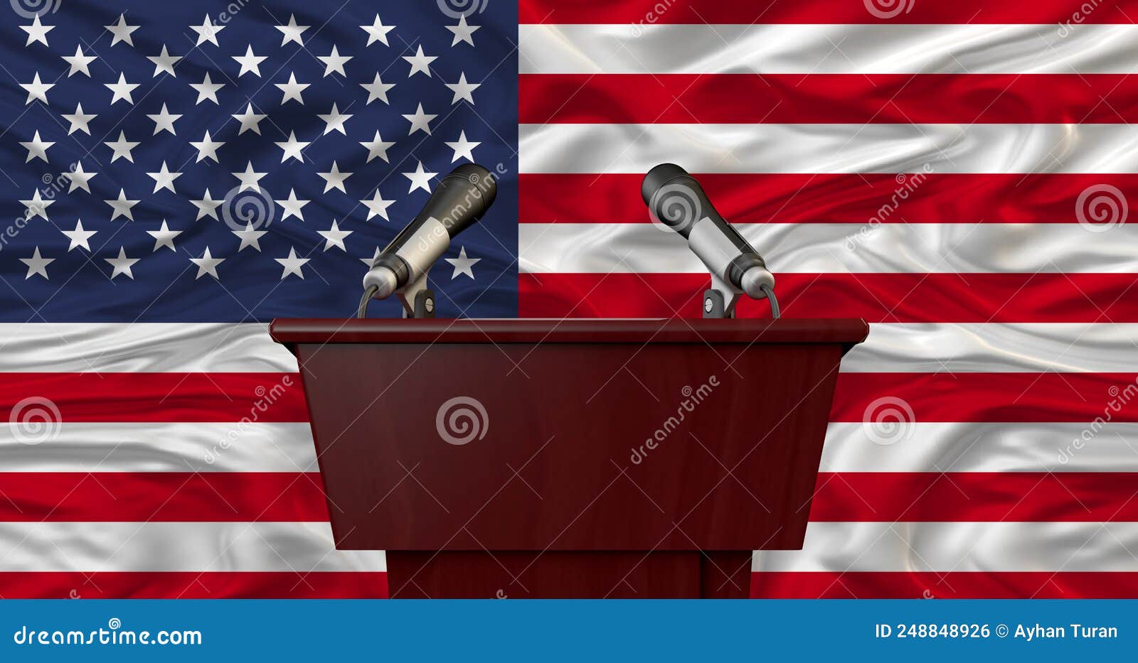 Usa Flag and Press Conference Concept Us Stock Illustration ...