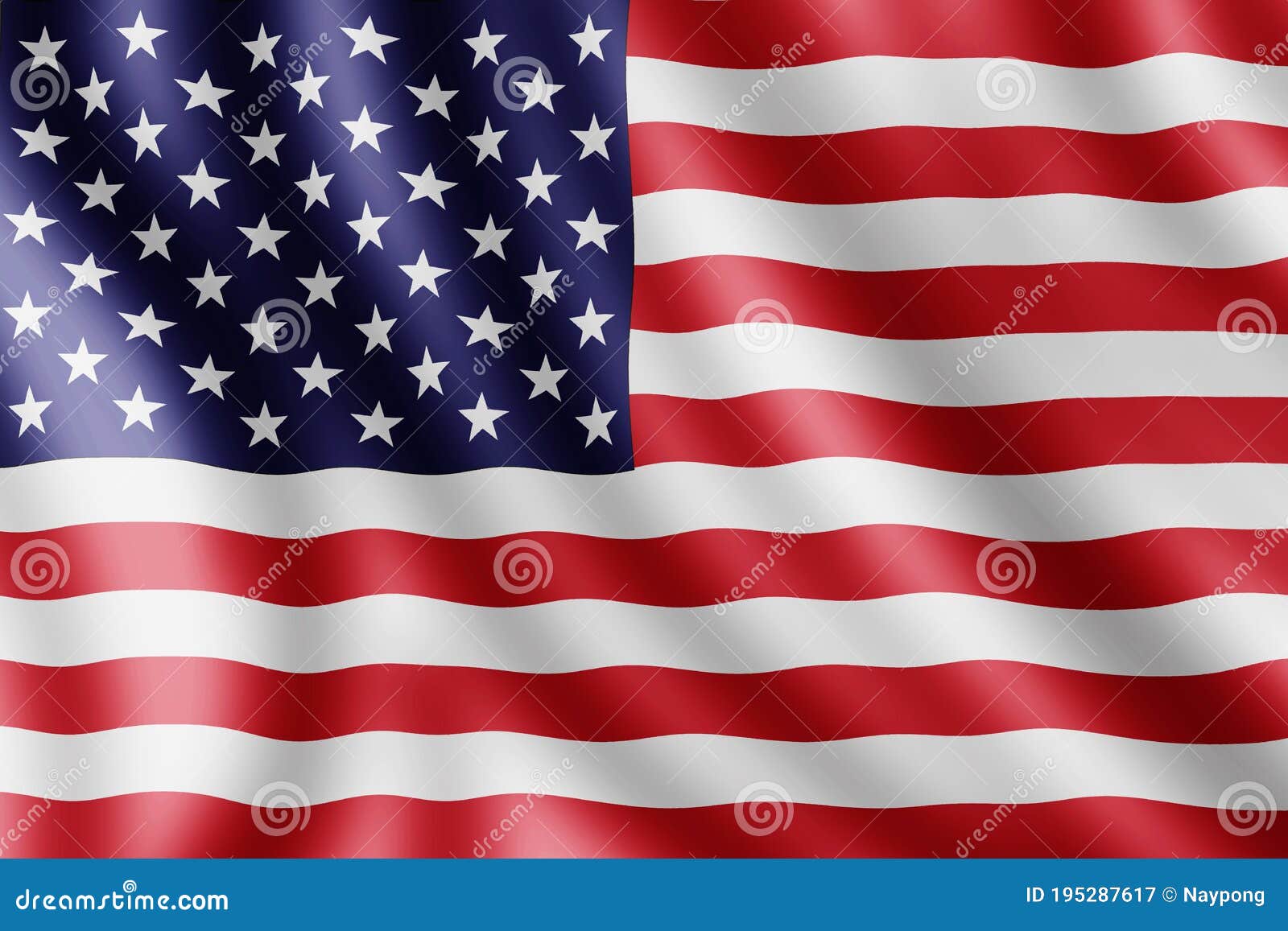USA Flag, Realistic Illustration Stock Illustration - Illustration of ...