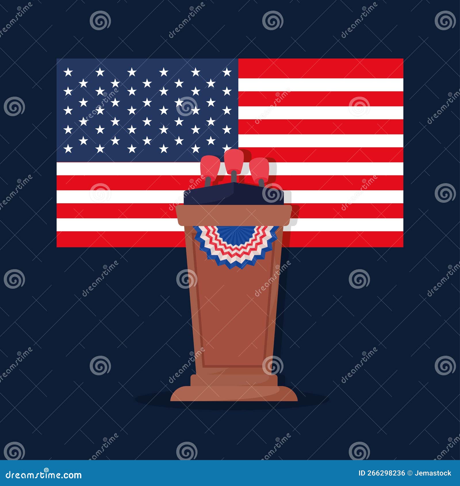 Usa flag and speech podium stock vector. Illustration of patriotic ...