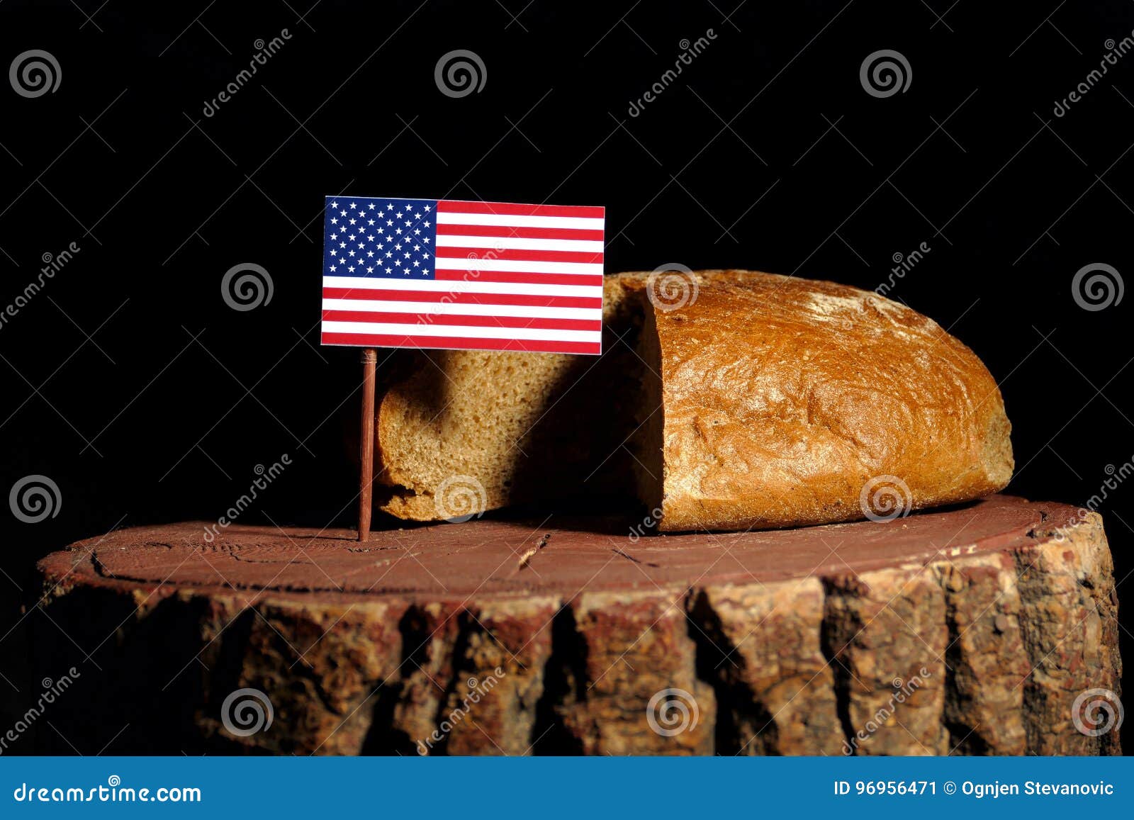 USA Flag on a Stump with Bread Stock Image - Image of life, country ...