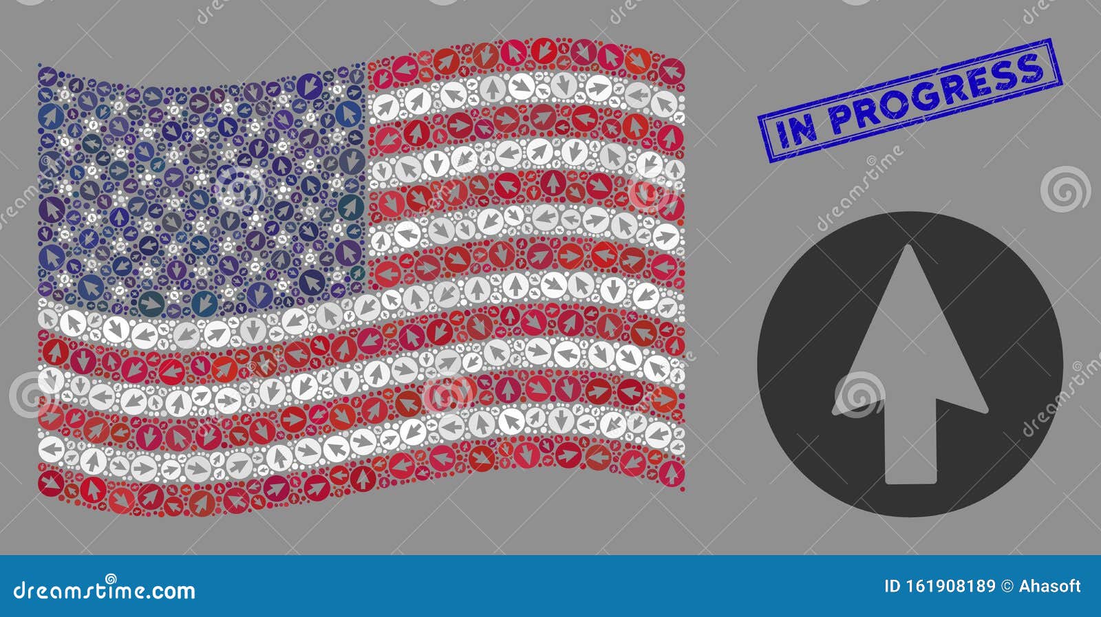 USA Flag Stylized Composition of Rounded Arrow and Distress in Progress ...