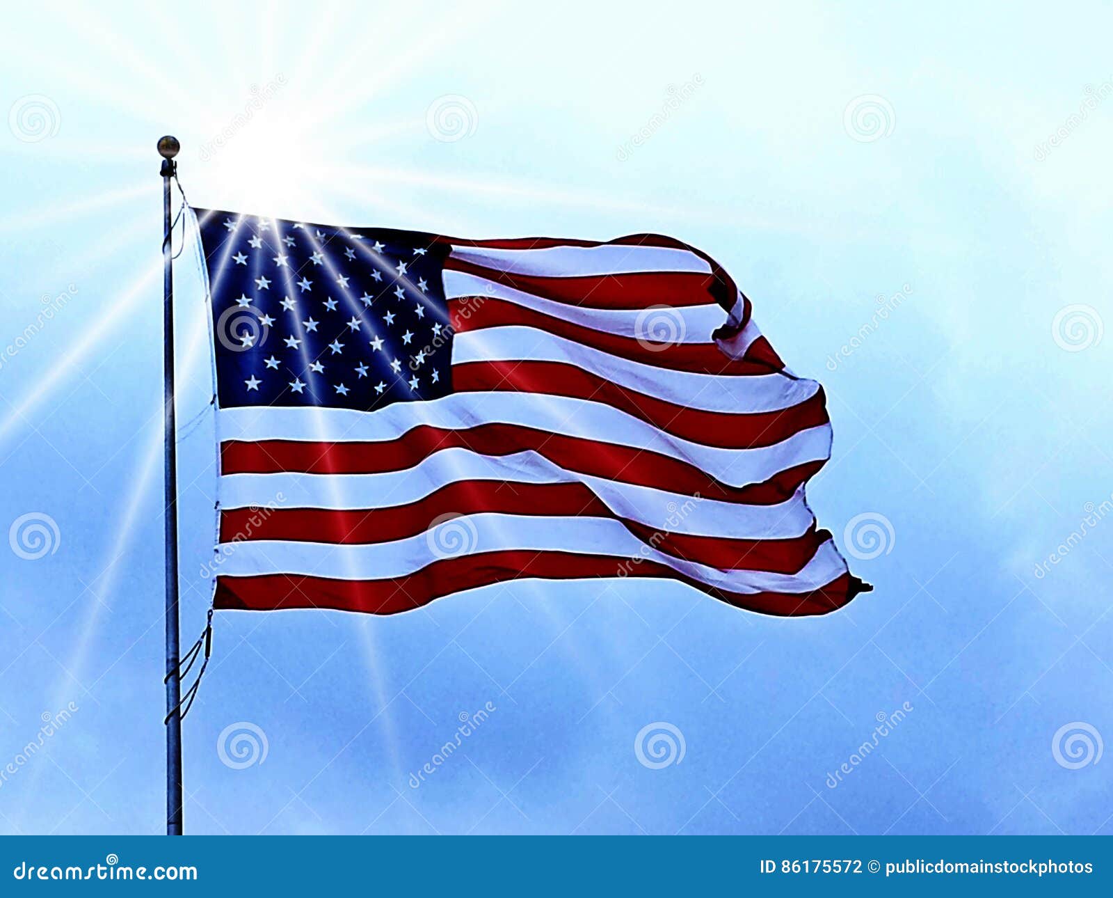 USA Flag And Sun Picture. Image: 86175572