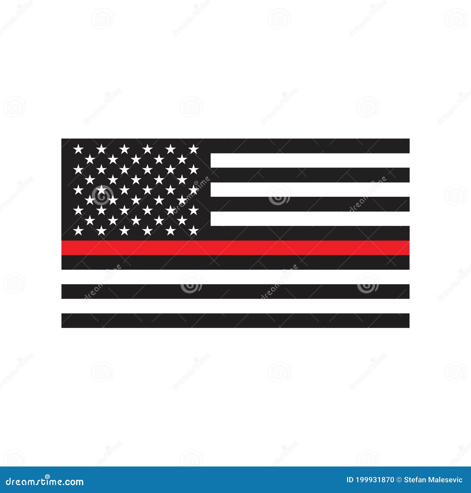 USA Flag with Thin Red Line As a Symbol To Recognize Firefighters Stock ...