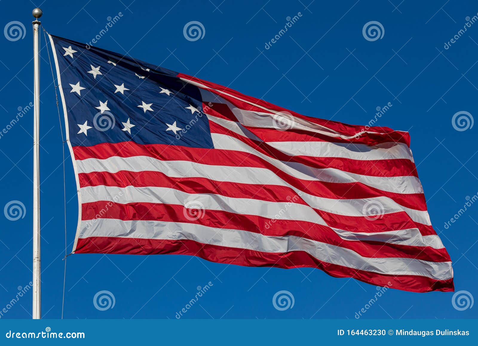 USA Flag Waving in Blue Background Stock Photo - Image of closeup ...