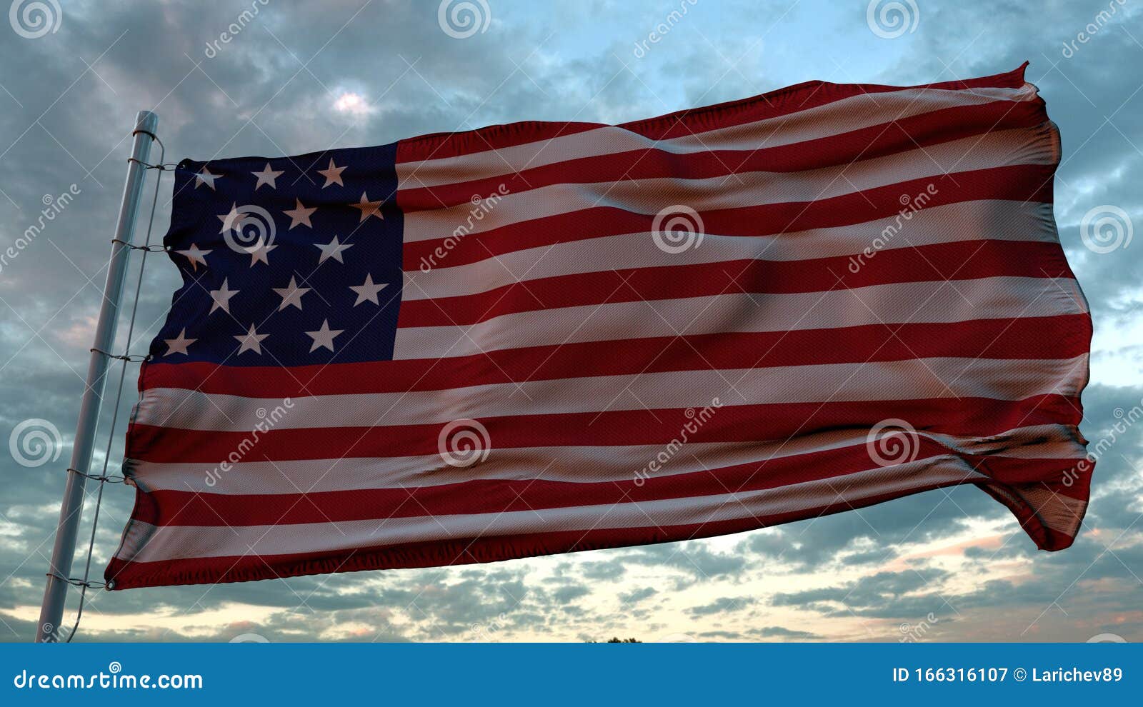 USA Flag Waving Isolated on Dramatic Sky. America Flag, 3d Rendering ...