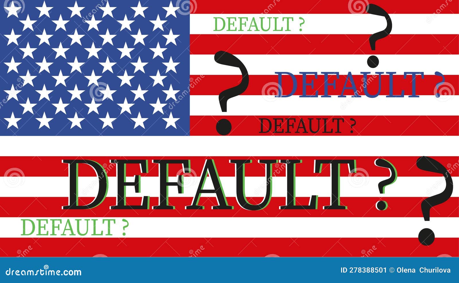 USA Flag and the Word Default with a Question Mark Stock Image - Image ...