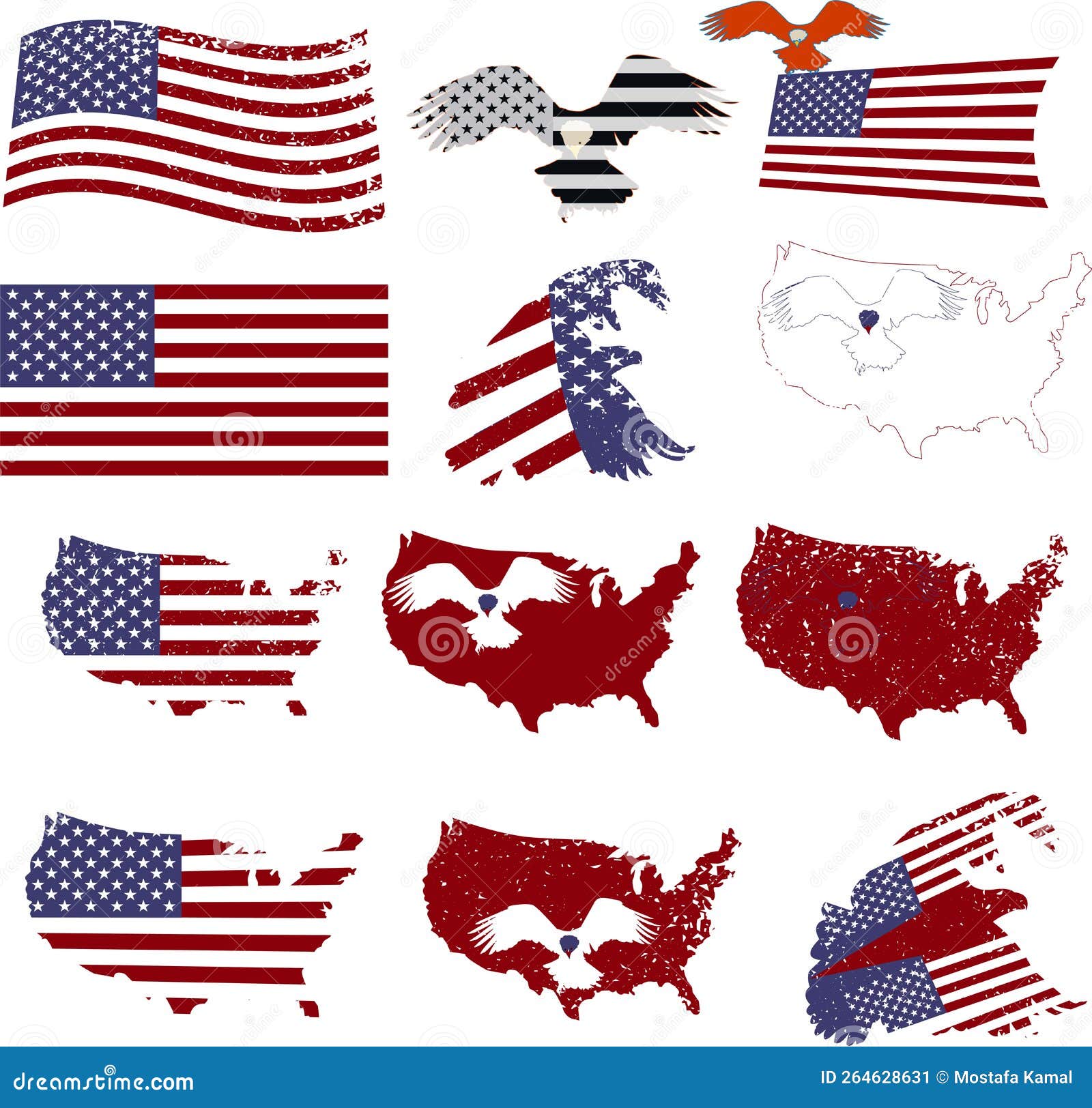 USA Flags and Map Editable Vector File Stock Vector - Illustration of ...
