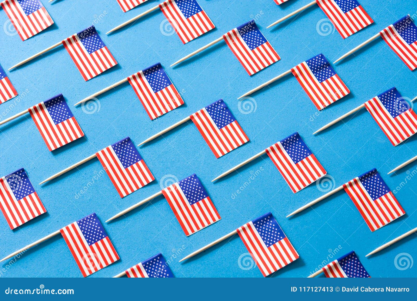 USA Flags Pattern on Blue Background Stock Image - Image of united ...