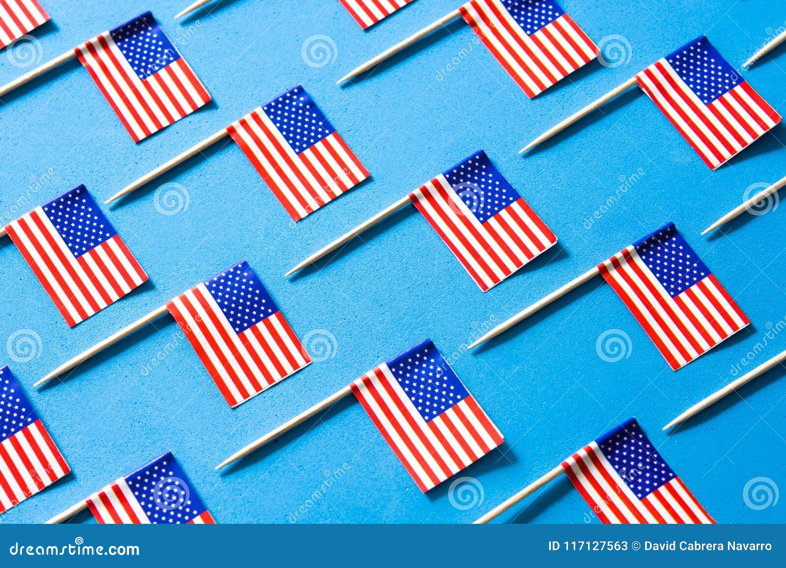 USA Flags Pattern on Blue Background Stock Image - Image of patriotic ...