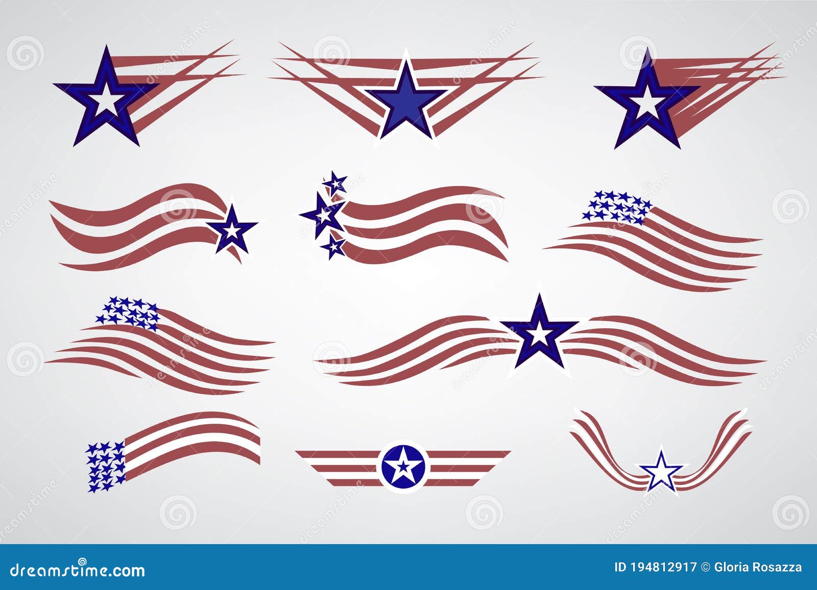 USA flags symbol logos set stock vector. Illustration of creative ...