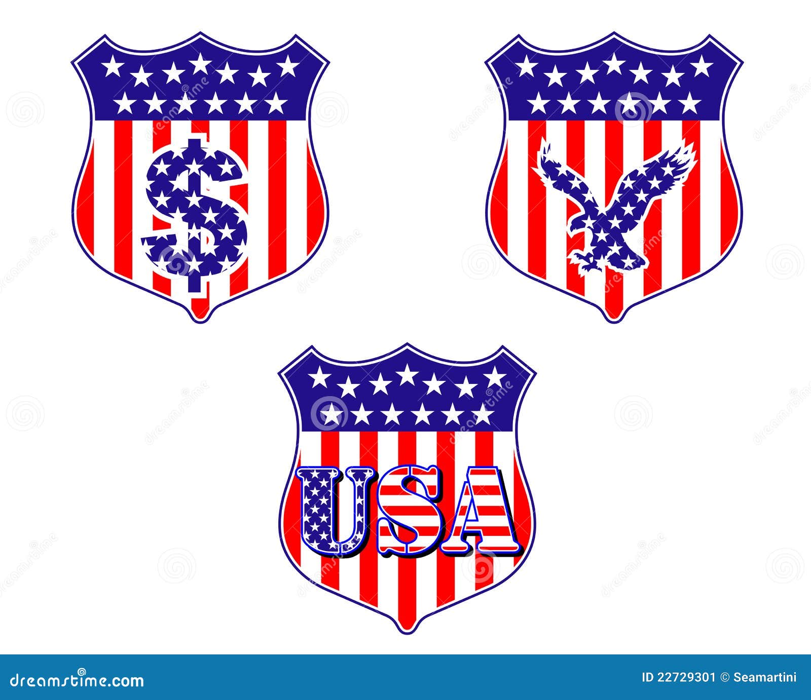 USA Geraldic Shileds and Blazons Stock Vector - Illustration of july ...