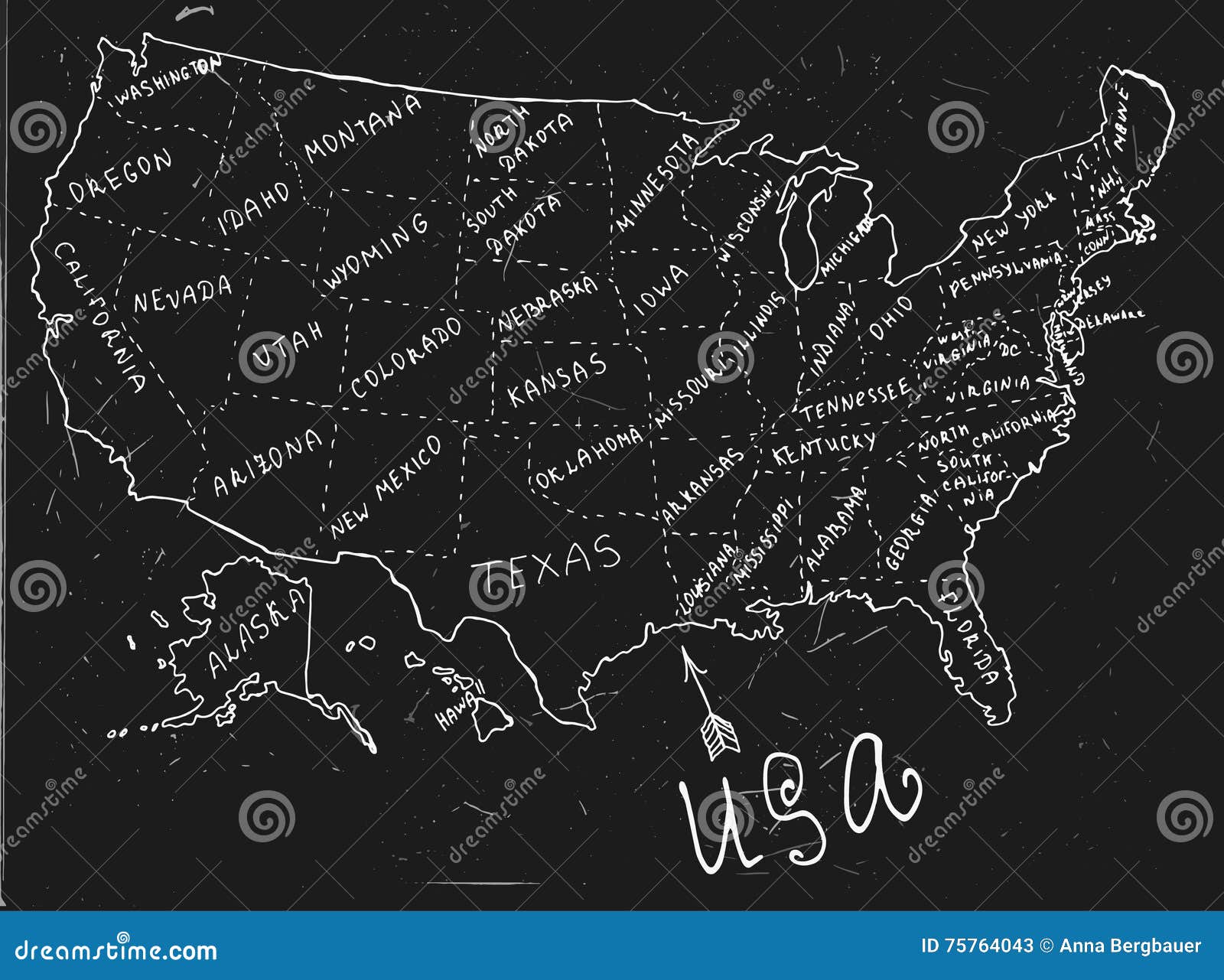 USA Hand Drawn Map 01 a stock vector. Illustration of background - 75764043