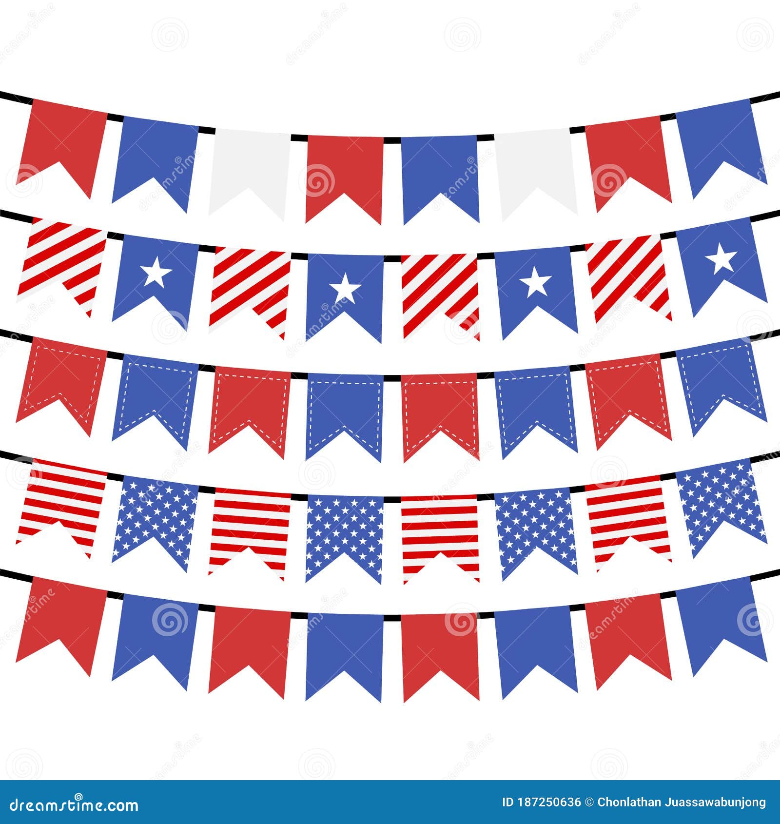 USA hanging bunting flags stock vector. Illustration of flag - 187250636