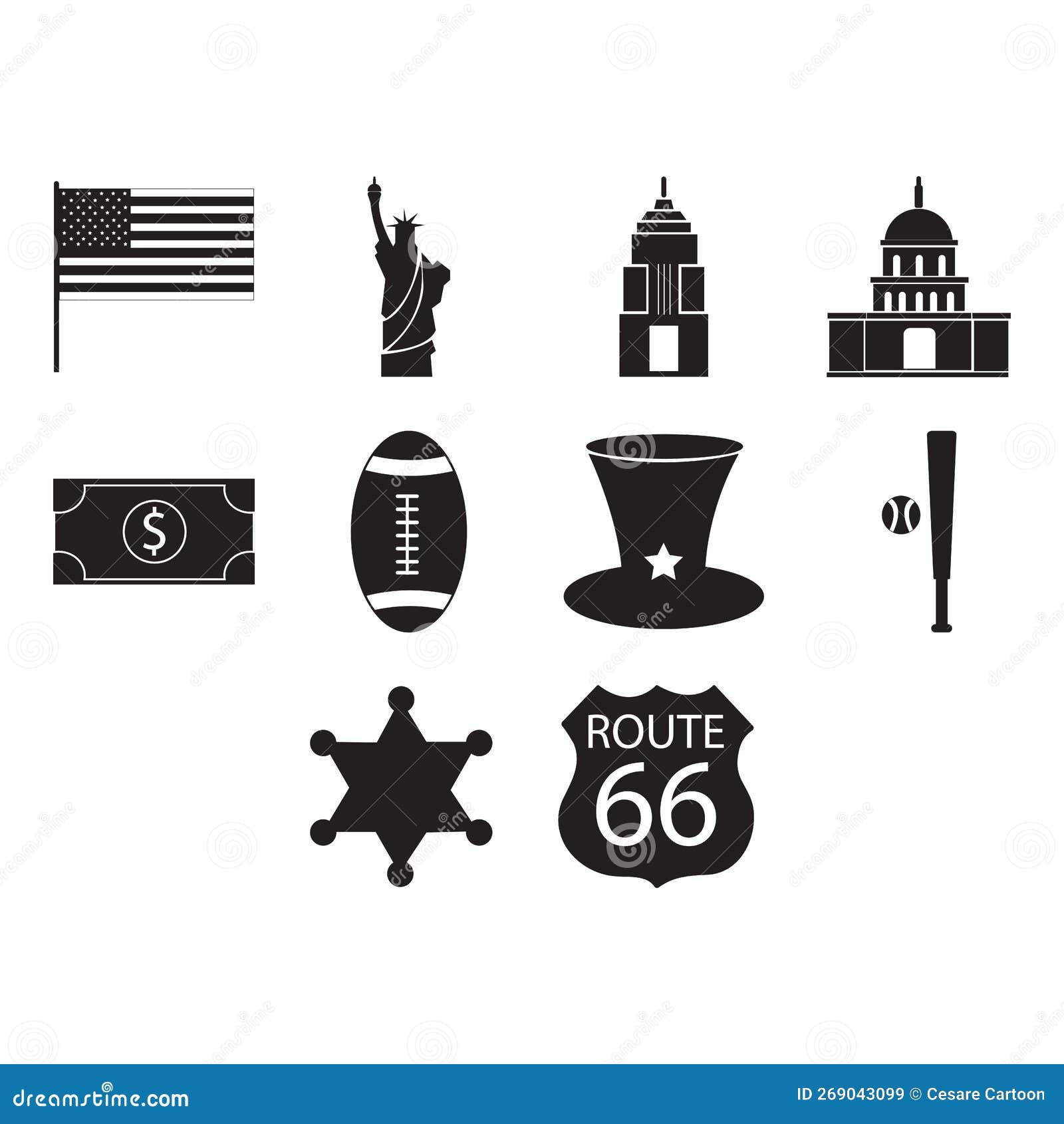 Usa icon set stock vector. Illustration of design, money - 269043099