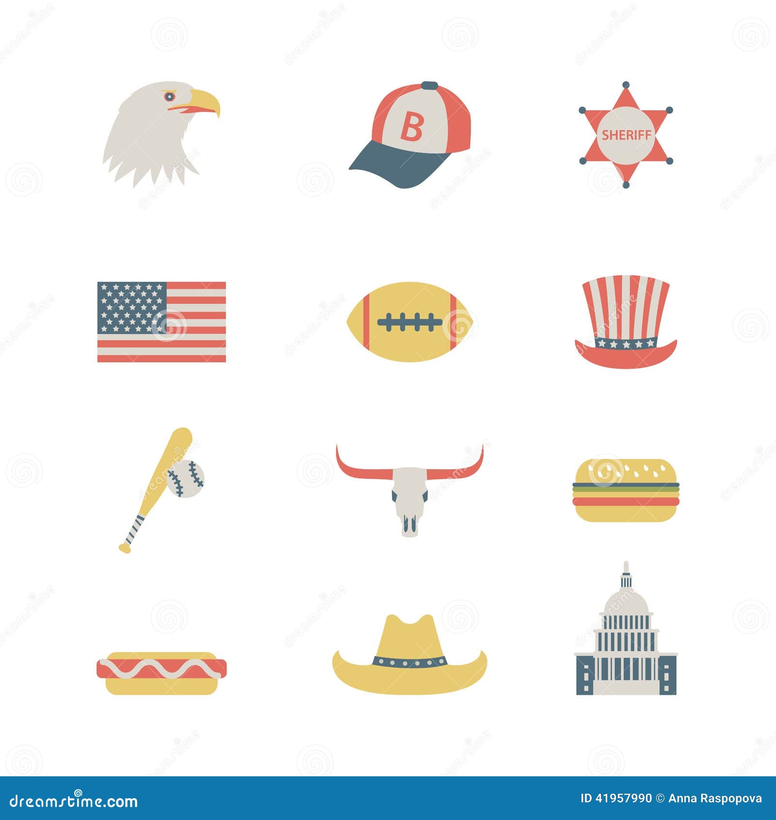 USA icons stock vector. Illustration of ball, capitol - 41957990