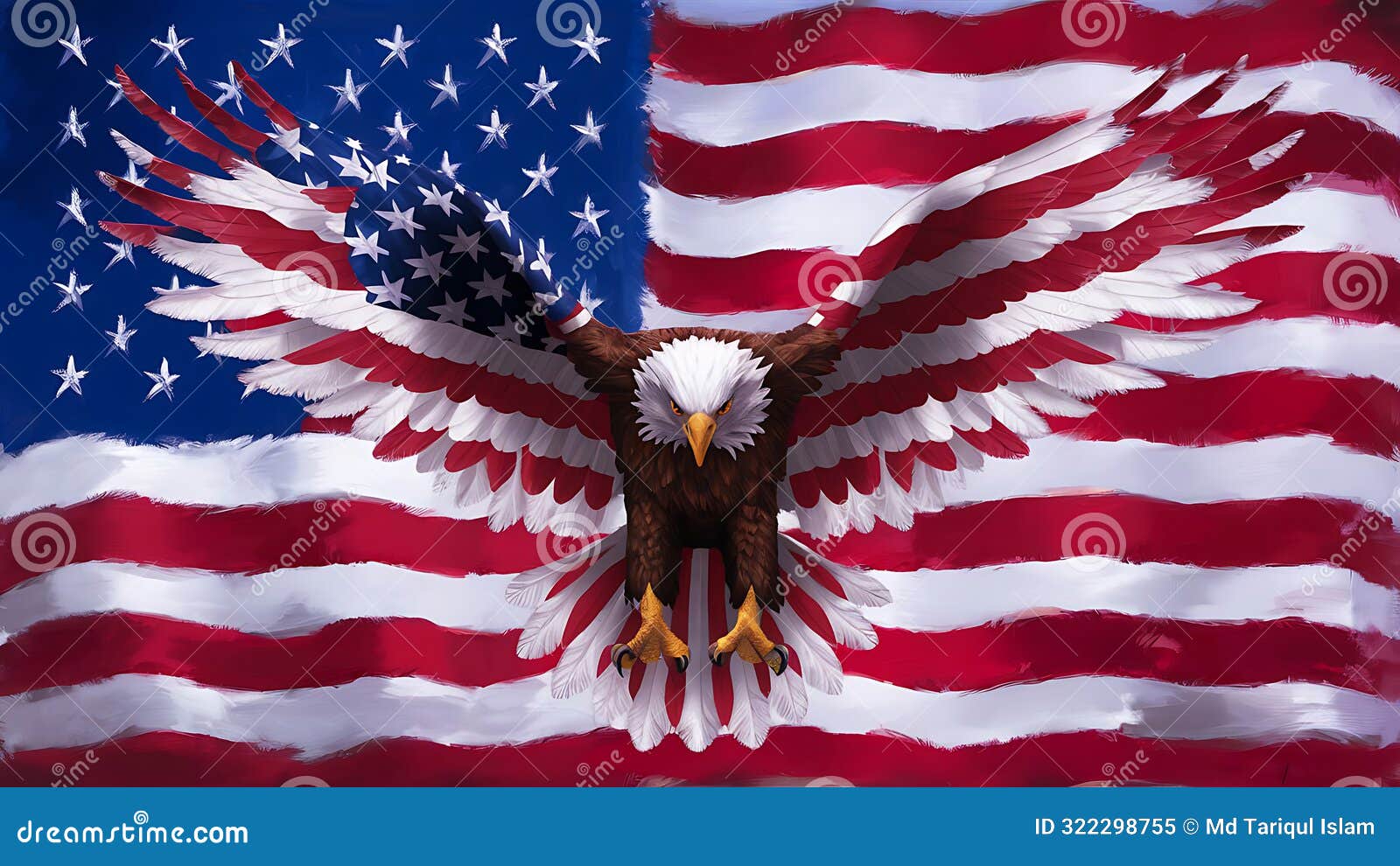 USA Independence Day a Eagle Flying Over the Flag Stock Illustration ...