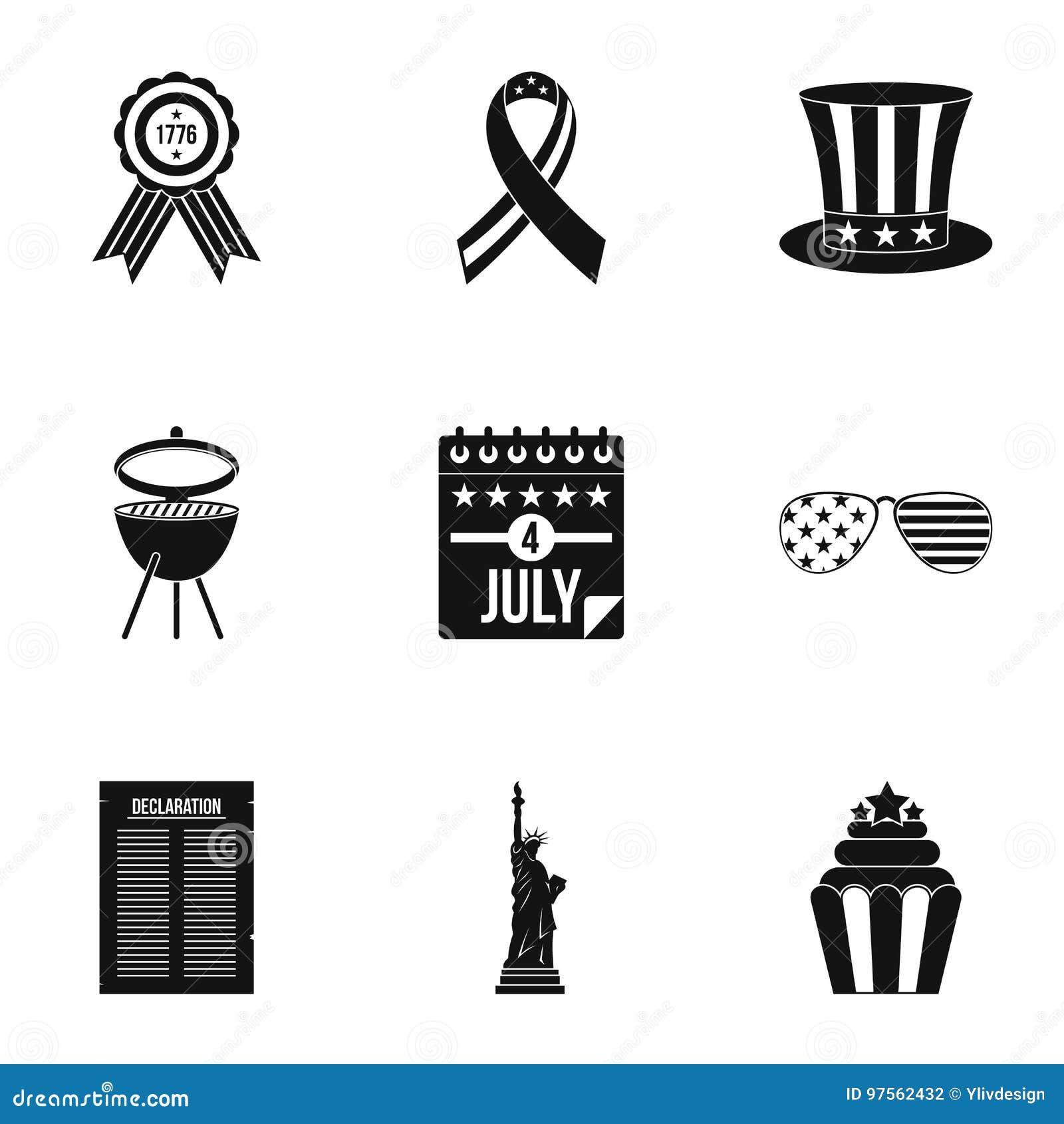 USA Independence Day Icon Set, Simple Style Stock Vector - Illustration ...