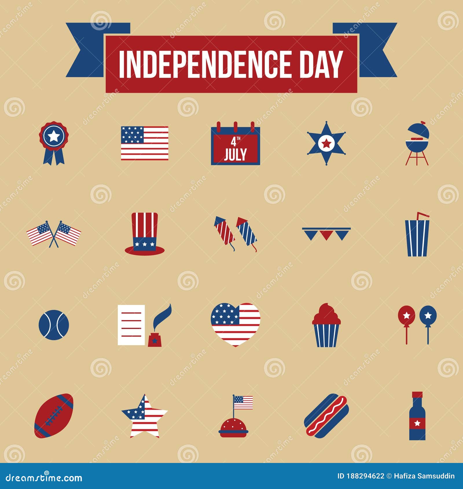 Usa Independence Day Icons. Vector Illustration Decorative Design Stock ...