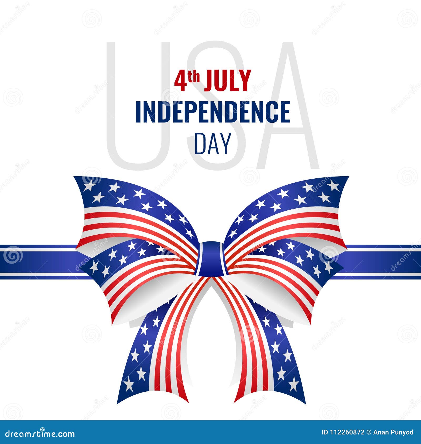 USA Independence Day with Ribbon Bow Usa Flag Texture Vector Design ...