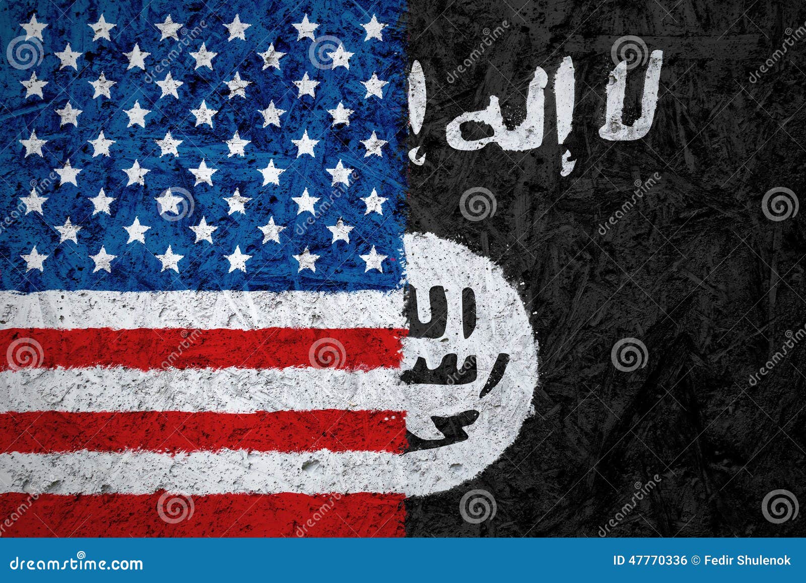 USA and Islamic State of Iraq and the Levant Flags Stock Illustration ...