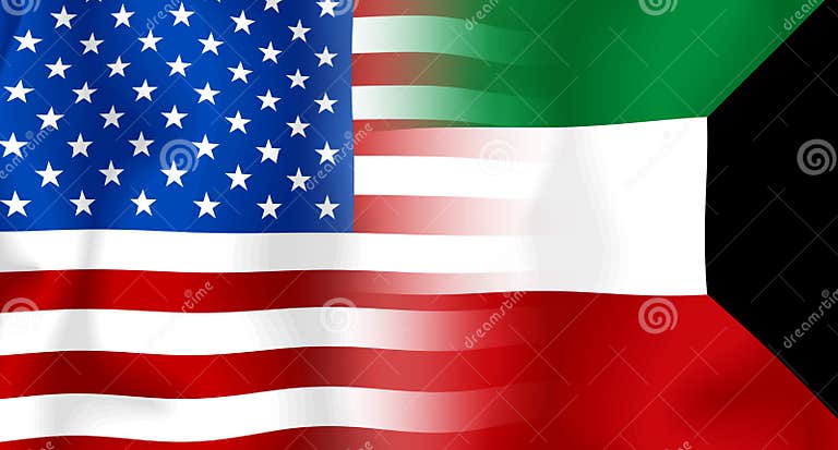 Usa-Kuwait Flag stock illustration. Illustration of american - 7152225