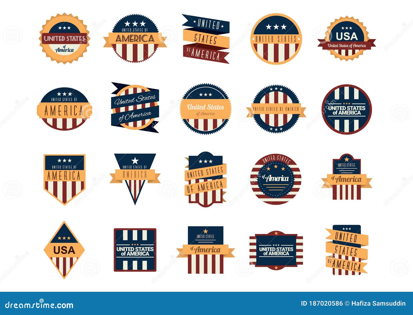 USA Labels Collection. Vector Illustration Decorative Design Stock ...