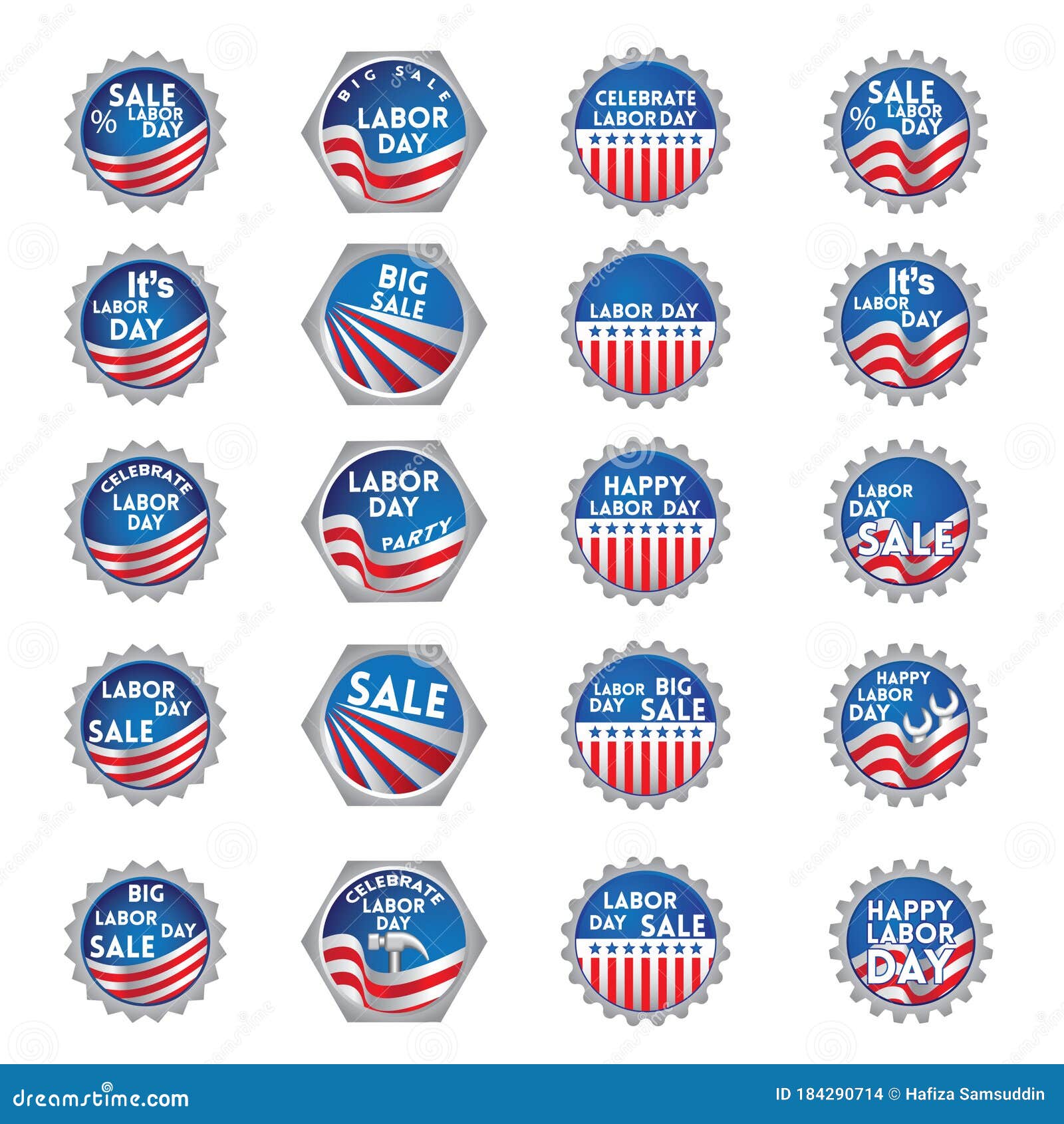 USA Labor Day Labels Collection. Vector Illustration Decorative ...