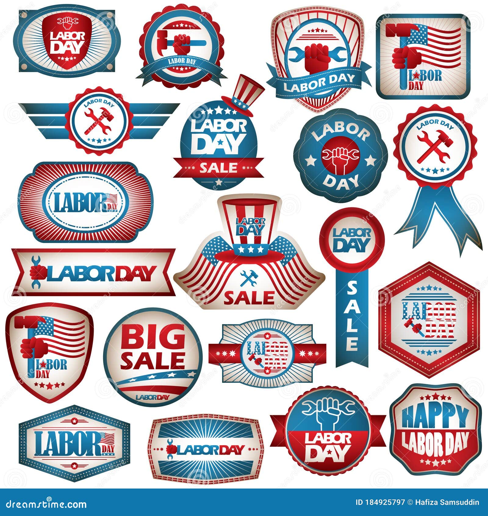 USA Labor Day Labels Collection. Vector Illustration Decorative ...