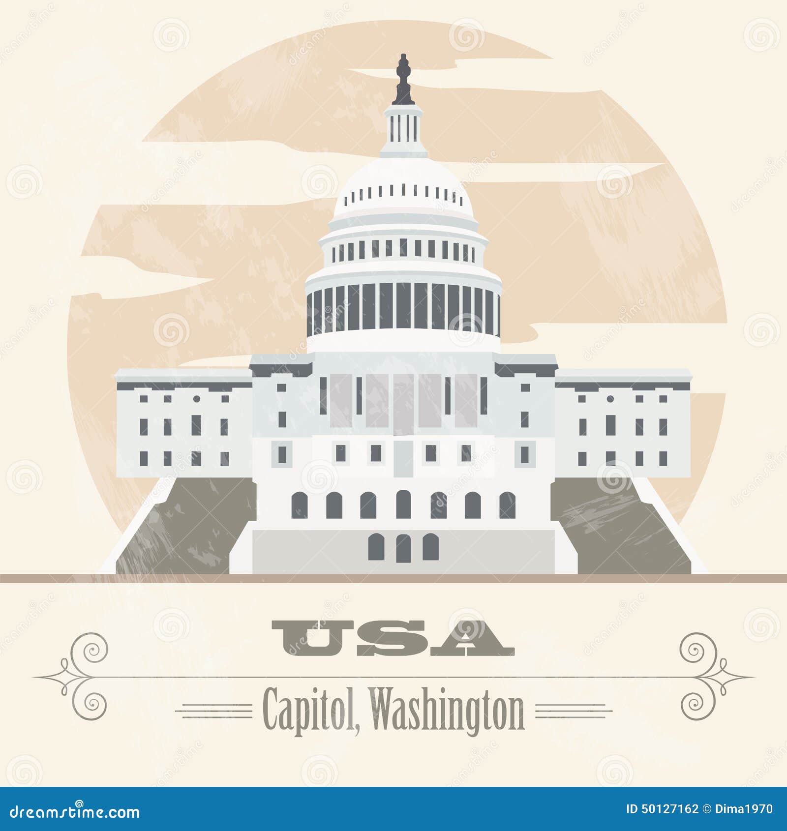 USA Landmarks. Retro Styled Image Stock Vector - Illustration of ...