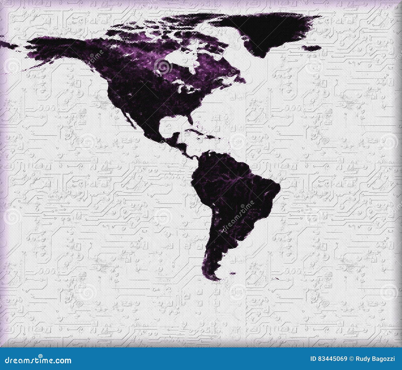 USA And Latin America Map On Technological Background. Basic Image ...