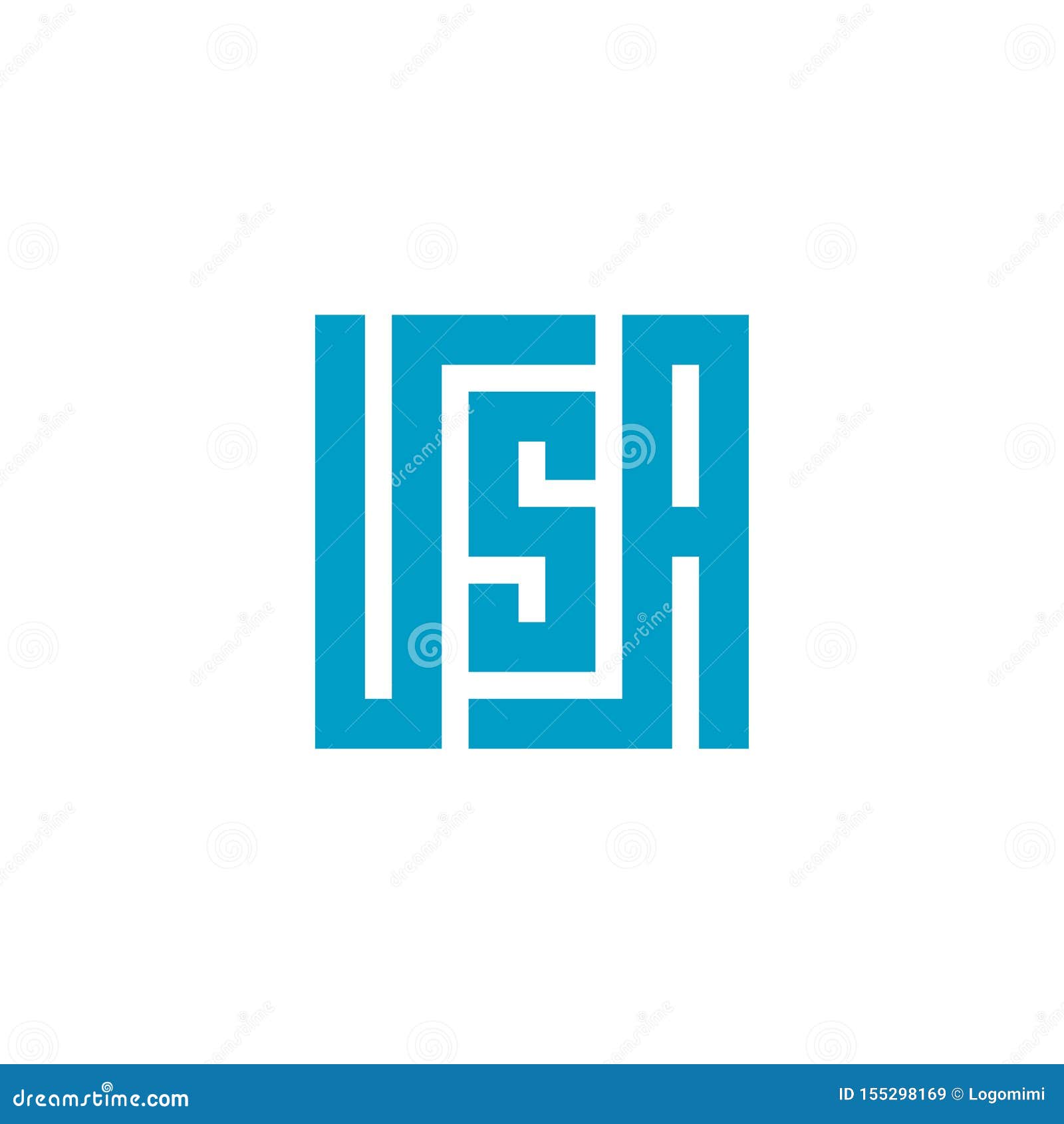 USA Letter Based Logo Icon. Blue Monogram Square Alphabet Stock Vector ...