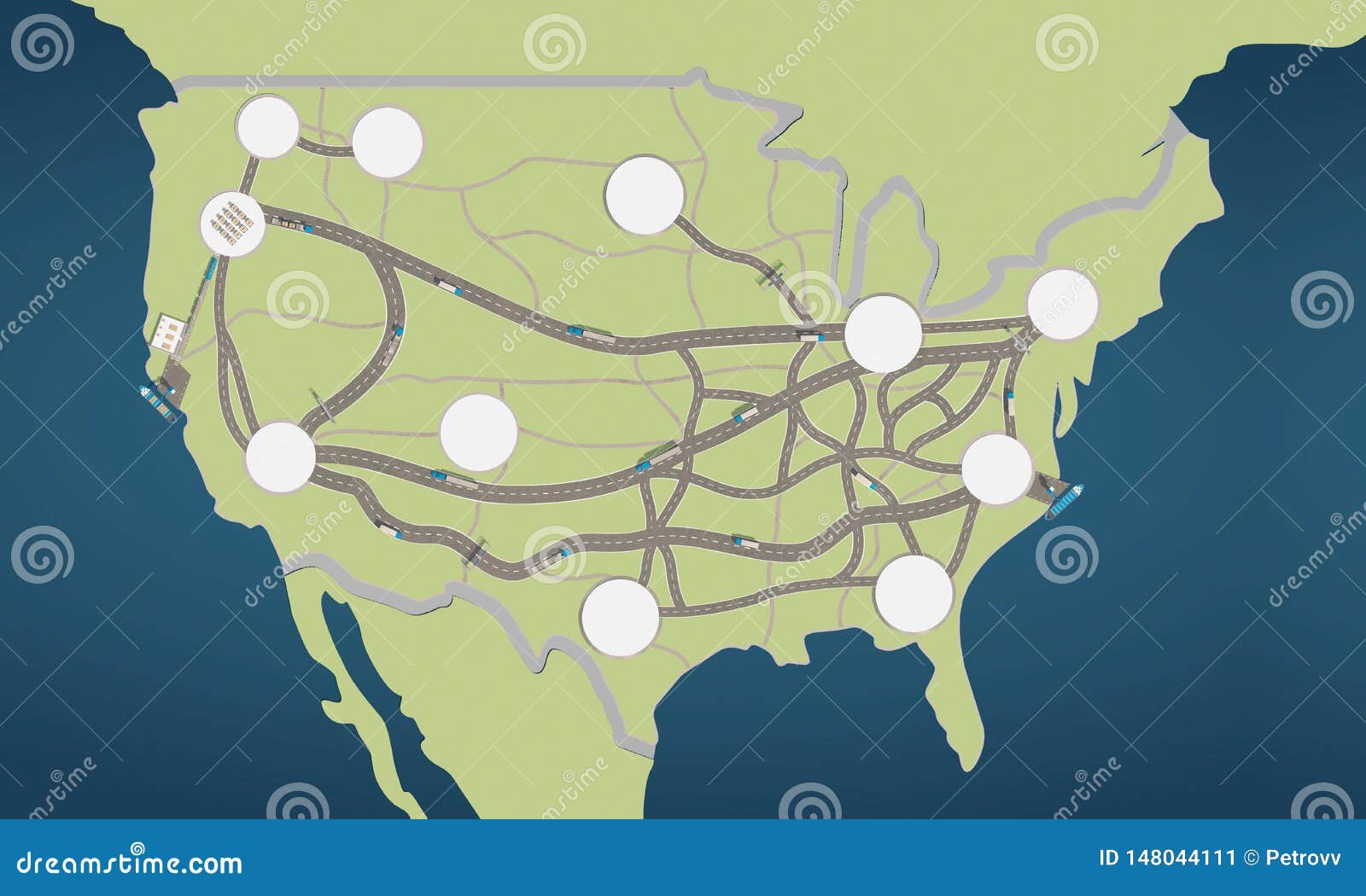 USA Logistic Map Concept with Points Stock Image - Image of copy, space ...