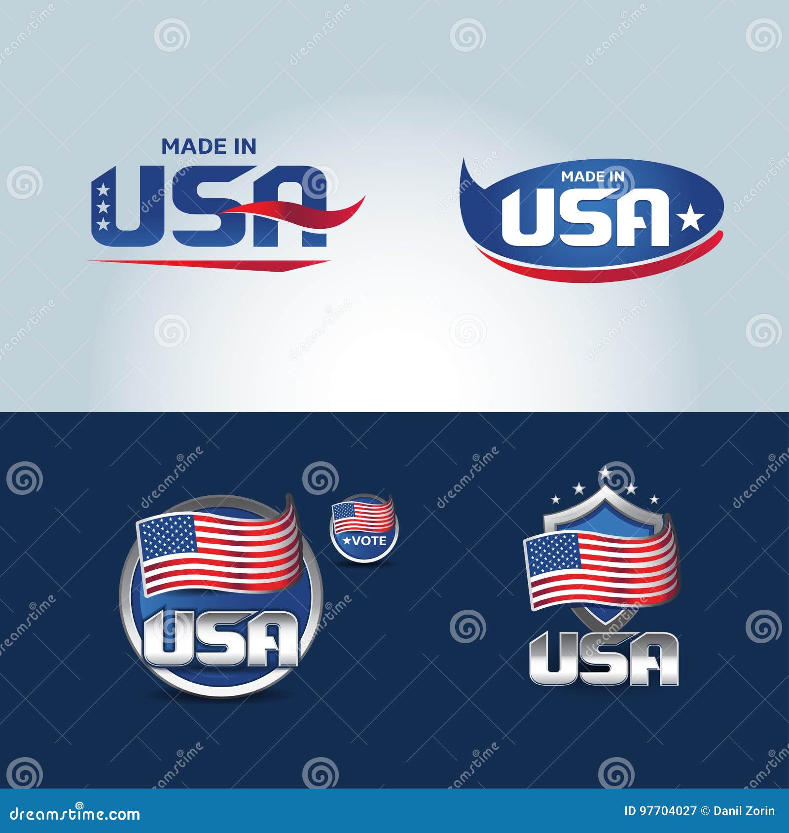 USA and Made in USA Icons. Set of Icons, Labels, Logos. Stock ...