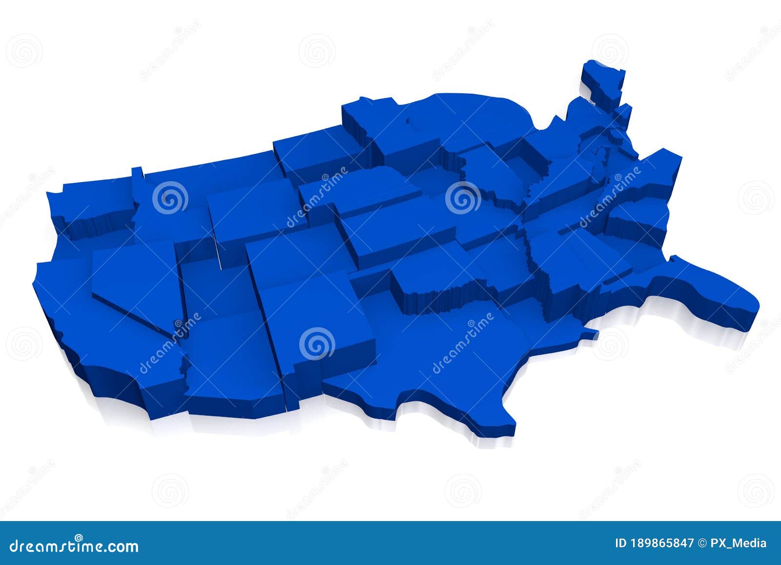 United States of America, USA Blue Map, White Background Stock ...
